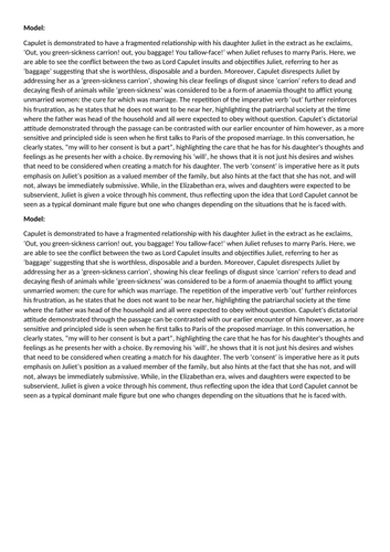 Romeo and Juliet model paragraph | Teaching Resources