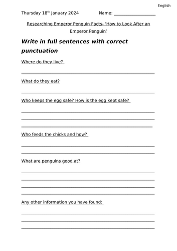 The Penguin Who Wanted to Find Out- English Y2 | Teaching Resources