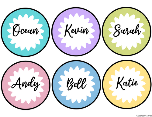 Printable Student Name Tags, Vibrant Classroom Labels, Round Name ...