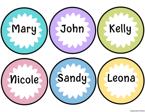 Printable Student Name Tags, Vibrant Classroom Labels, Round Name ...