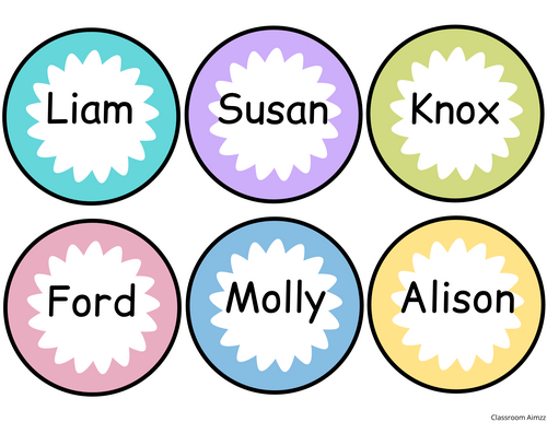 Printable Student Name Tags, Vibrant Classroom Labels, Round Name ...