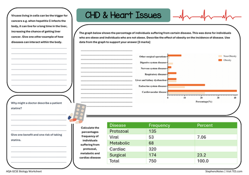 GCSE Biology Worksheet CHD & Health Issues | Teaching Resources