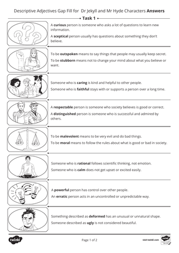 Dr Jekyll and Mr Hyde Character description | Teaching Resources