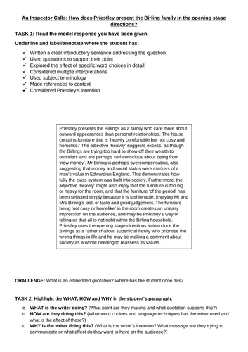 An Inspector Calls: The Opening Stage Directions | Teaching Resources
