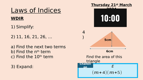 Laws of indices lesson | Teaching Resources