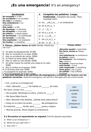 Health, illness and emergencies | Spanish | Teaching Resources