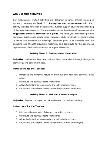 BUSINESS STUDIES | Teaching Resources