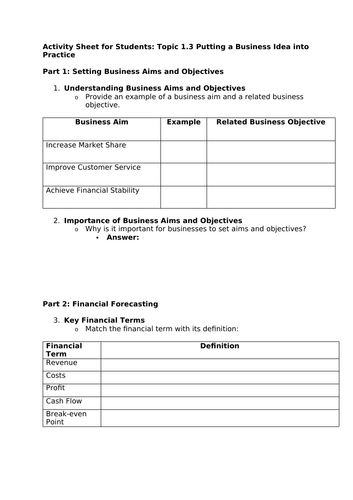 BUSINESS STUDIES | Teaching Resources