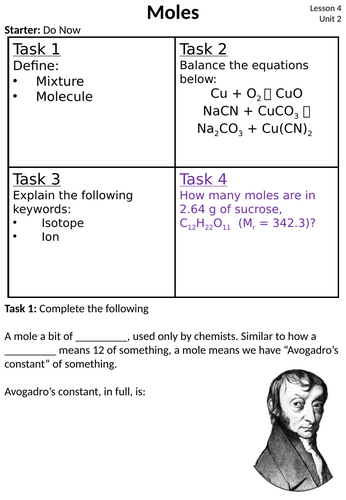 Moles Lesson - Alchemist Emporium | Teaching Resources
