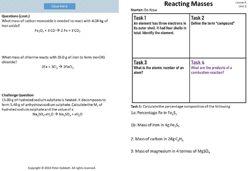 Reacting Masses Lesson - Alchemist Emporium | Teaching Resources