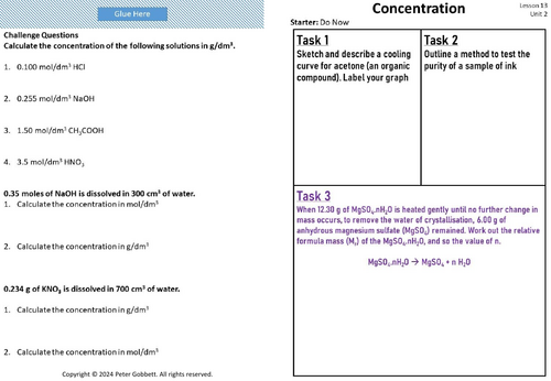 Concentration Calculations Lesson - Alchemist Emporium | Teaching Resources