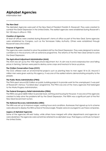 Alphabet Agencies | Teaching Resources