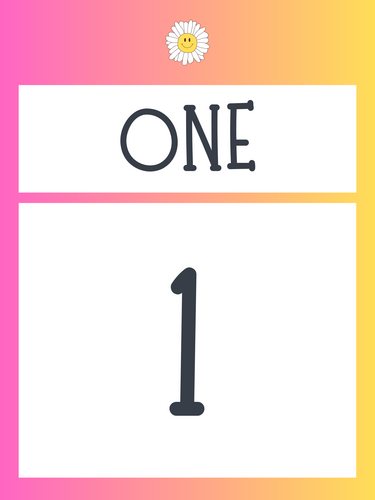 Gradient bright coloured numbers to 10 display | Teaching Resources