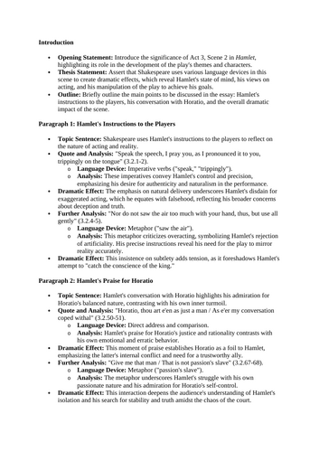 OCR Hamlet Essay Exam Act 3 Scene2 Language and dramatic | Teaching ...