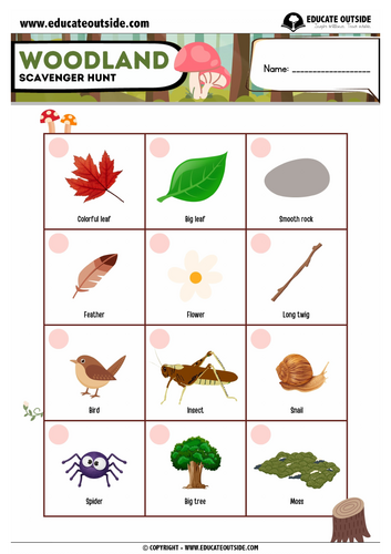 Woodland Scavenger Hunt Printable | Teaching Resources