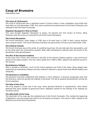 Coup of Brumaire | Teaching Resources