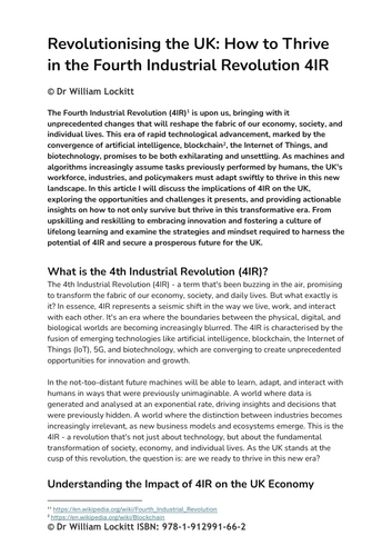 How to Thrive in the Fourth Industrial Revolution 4IR | Teaching Resources