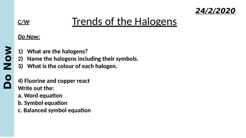 Halogen Displacement Reactions Teaching Resources
