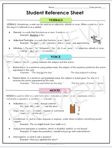Verbals, Voice and Mood | Teaching Resources