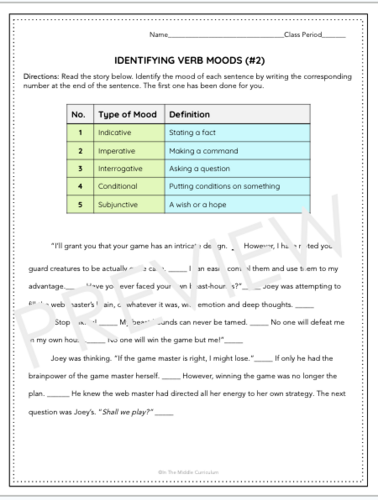 Verbals, Voice and Mood | Teaching Resources