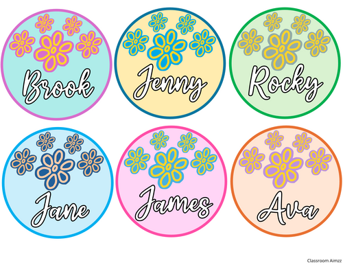 Printable Student Name Tags, Vibrant Classroom Labels, Round Name ...
