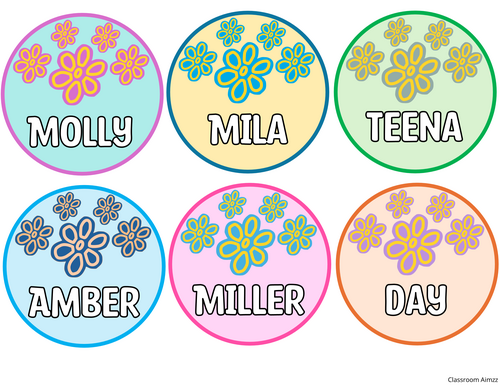 Printable Student Name Tags, Vibrant Classroom Labels, Round Name ...