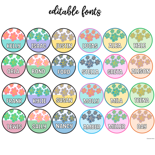 Printable Student Name Tags, Vibrant Classroom Labels, Round Name ...