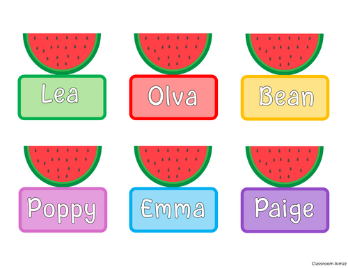 Printable Watermelon Theme Student Name Tags, Name Signs, Classroom ...