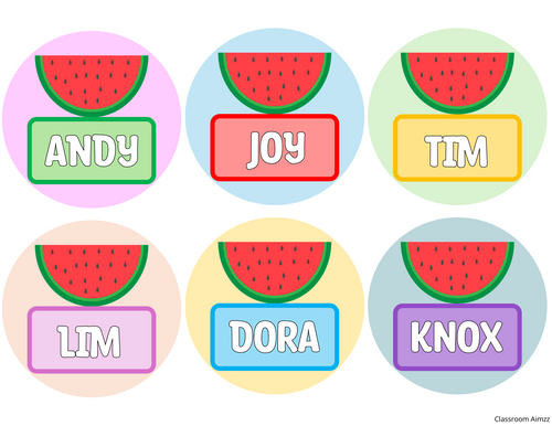 Printable Watermelon Theme Student Name Tags, Name Signs, Classroom ...