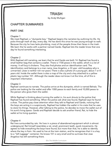 Trash by Andy Mulligan Novel Study Unit | Teaching Resources