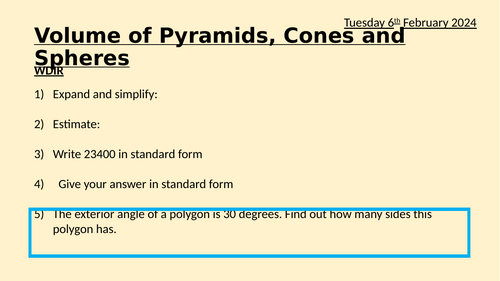 Volume of pyramids, cones and spheres | Teaching Resources
