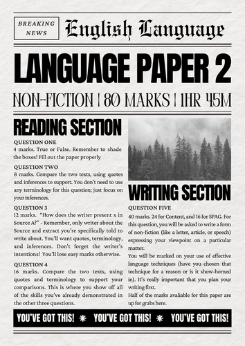 Language Paper 2 Display Poster | Teaching Resources