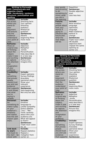 AQA Paper 2 English language structure strips | Teaching Resources