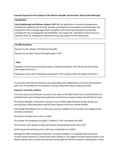 Economic Reasons for the Collapse of the Weimar Republic – 1929-32 ...