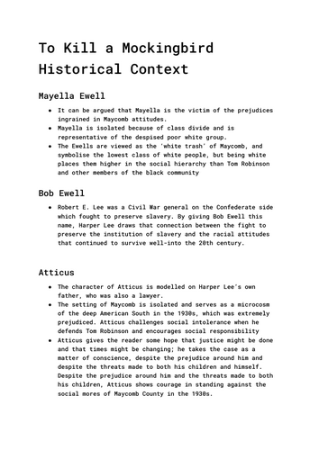 To Kill a Mockingbird : Context | Teaching Resources