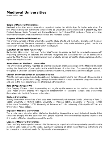 Medieval Universities | Teaching Resources