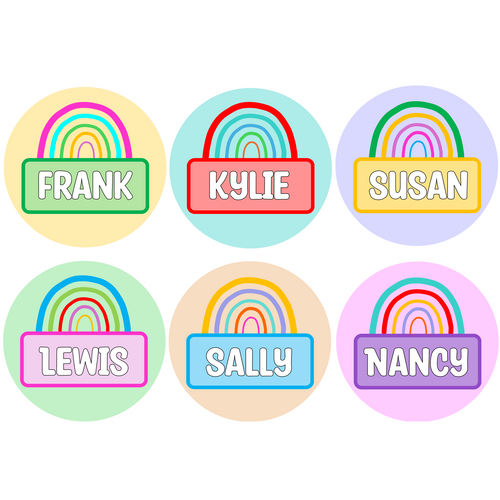 Printable Rainbow Theme Student Name Tags, Name Signs, Classroom Labels ...