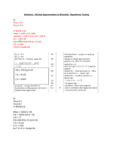 Edexcel A Level Statistics Normal Approximation To The Binomial Using
