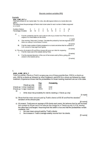 Edexcel A level statistics: 13. Discrete random variables | Teaching ... Edexcel A level statistics: 13. Discrete random variables | Teaching ...