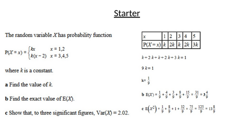 Edexcel A level statistics: 13. Discrete random variables | Teaching ... Edexcel A level statistics: 13. Discrete random variables | Teaching ...