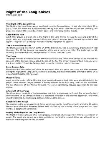 Night of the Long Knives | Teaching Resources