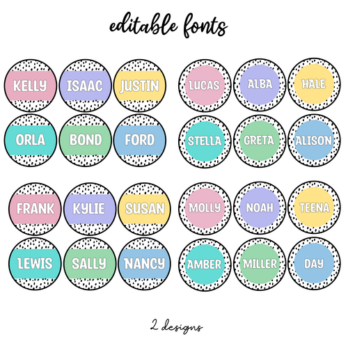 Printable Bright Spotty Student Name Tags, Name Signs, Classroom Labels ...