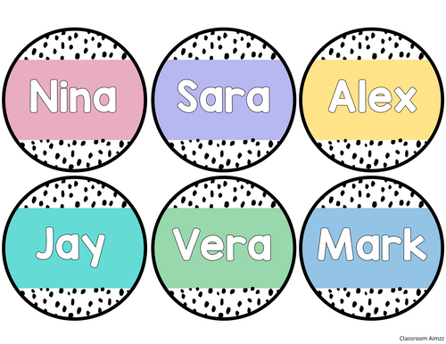 Printable Bright Spotty Student Name Tags, Name Signs, Classroom Labels ...