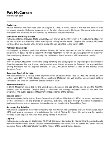 Pat McCarran | Teaching Resources