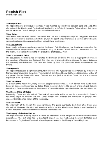 Popish Plot | Teaching Resources