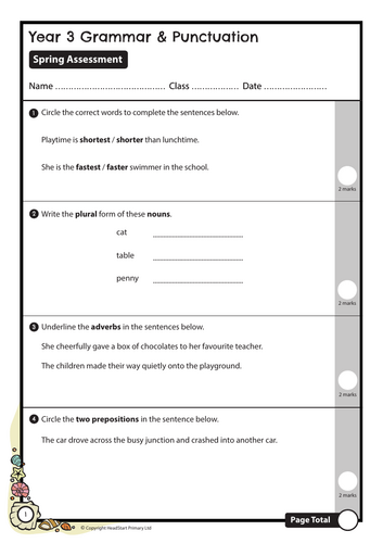 English Grammar and Punctuation Assessment | Teaching Resources