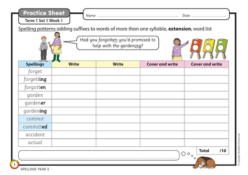 Year 3 Spelling Practise for Term 1-3 | Teaching Resources