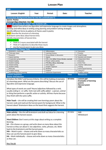 Lesson plan Kennings Poetry on Harvest | Teaching Resources
