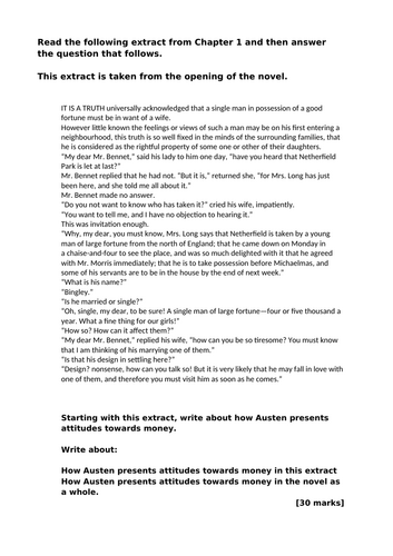 AQA English Literature GCSE Pride and Prejudice Essay planning ...