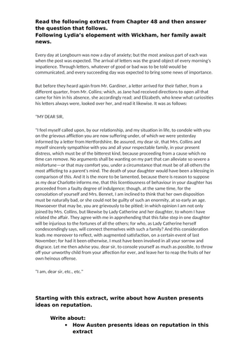 AQA English Literature GCSE Pride and Prejudice Essay planning ...